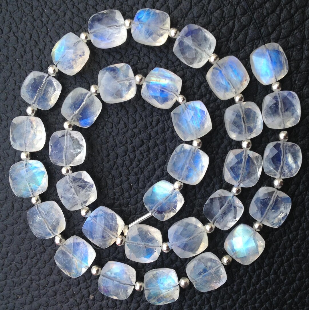 Brand New, Full 6 Inch Strand,extremely Blue FLASHY RAINBOW Moonstone ...