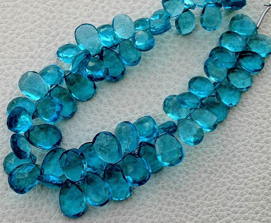 New Arrival, 1/2 Strand, SKY BLUE QUARTZ Quartz Faceted Pear Shape ...