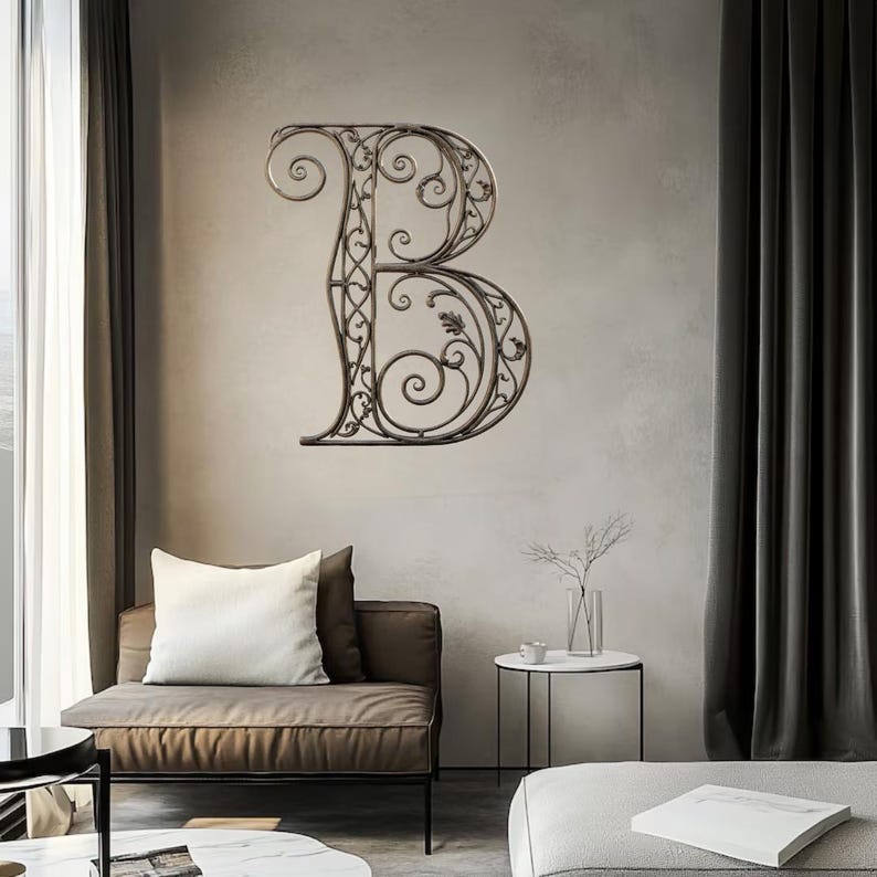 Wrought Iron Letter B: Rustic Metal Alphabet Wall Art - Etsy