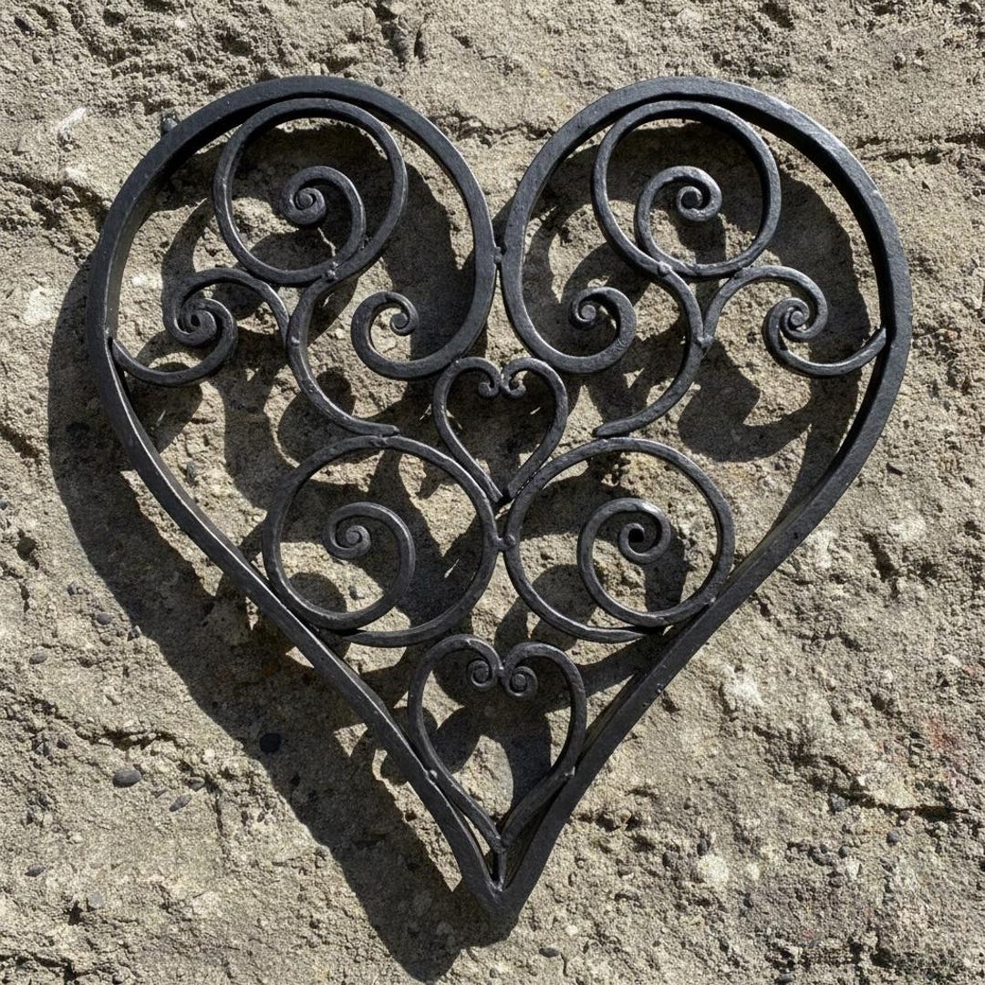 Hand Forged Wrought Iron Heart Wall Art | Rustic Metal Love Decor - Etsy