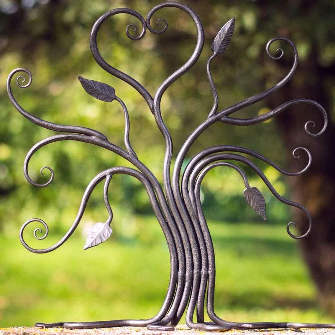 Line Art Metal Art – Wrought Iron Tree Wall Art – Handmade Metal Heart ...