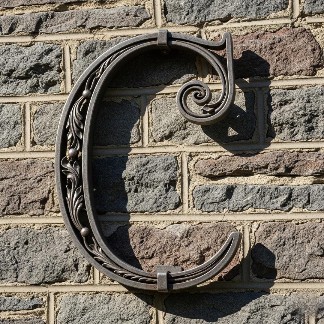 Rustic Metal Wall Letter C: Vintage Monogram, Wrought Iron Style - Etsy