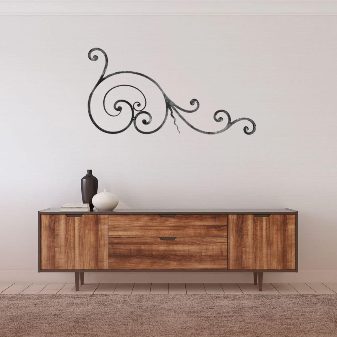 Hand Forged Wrought Iron Scroll Wall Art | Decorative Scrollwork Accent ...