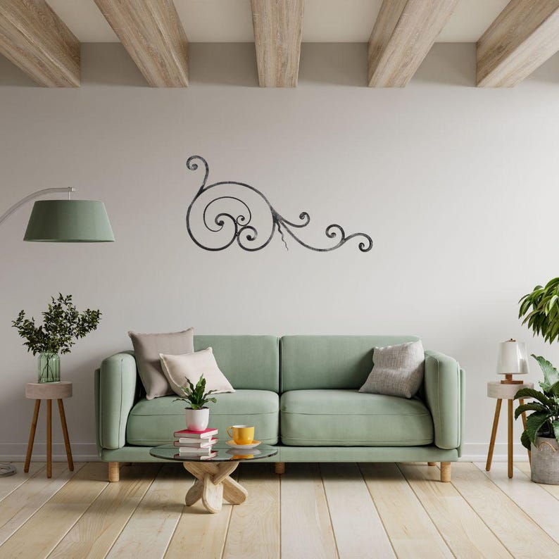 Hand Forged Wrought Iron Scroll Wall Art: Vintage Farmhouse Decor - Etsy