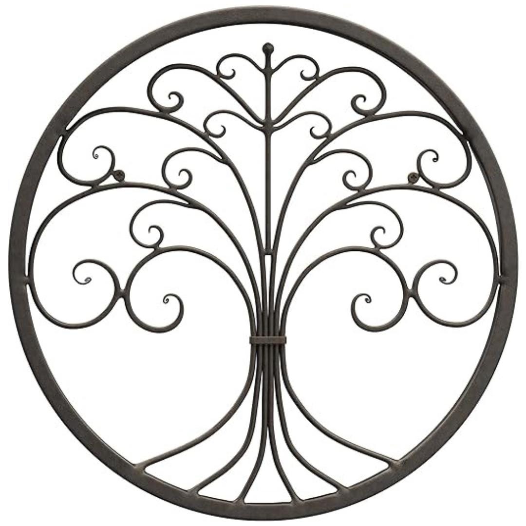 Elegant Iron Tree Wall Art: Round Metal Sculpture (18-inch) - Etsy