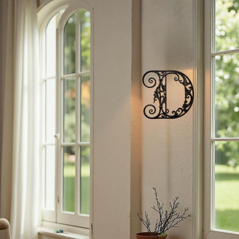 Handmade Wrought Iron Letter D: Vintage Scrollwork Wall Decor - Etsy