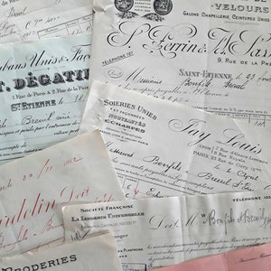 Bundle of 31 Antique French Invoices, 1910s, French Vintage Handwritten ...