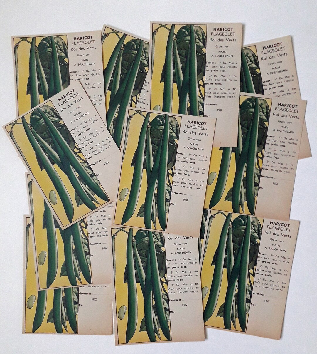 80 Vintage French Bean Labels, Country Kitchen Decor, 1920s Lithograph ...
