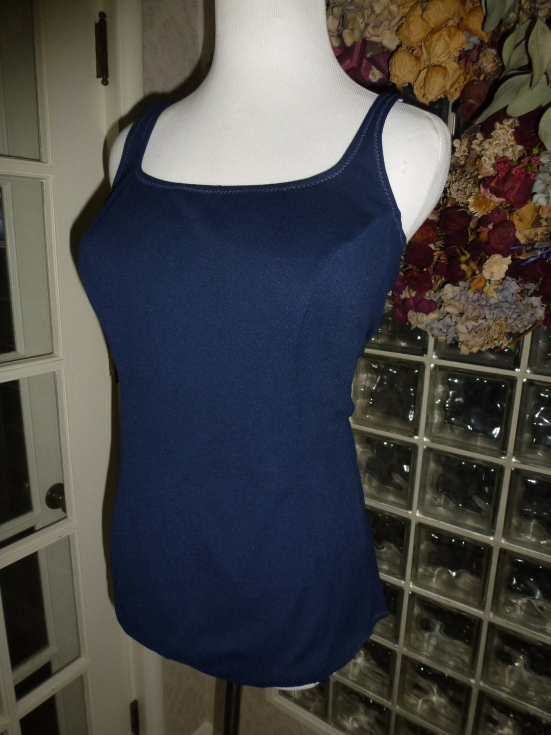 Vintage 60s Navy One Piece Swimsuit: Silhouettes Princess Bathing Suit ...