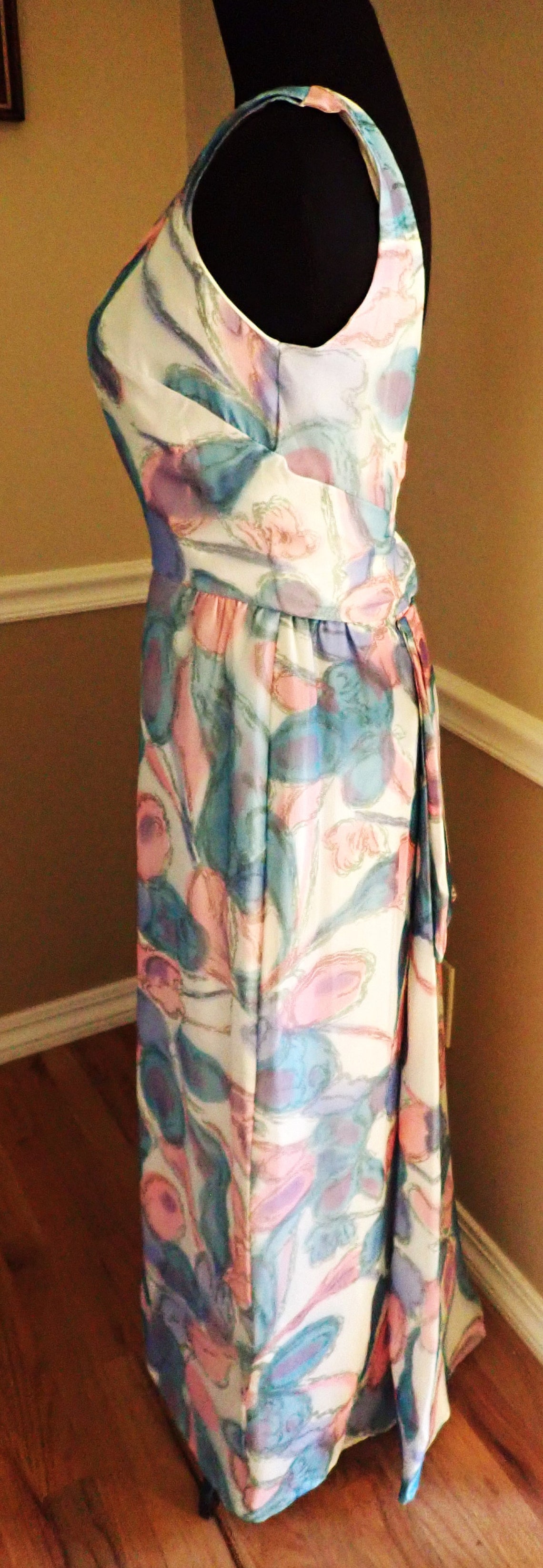 Vintage 70s Stephen O’grady Chiffon Maxi Dress: Pastel Watercolor ...