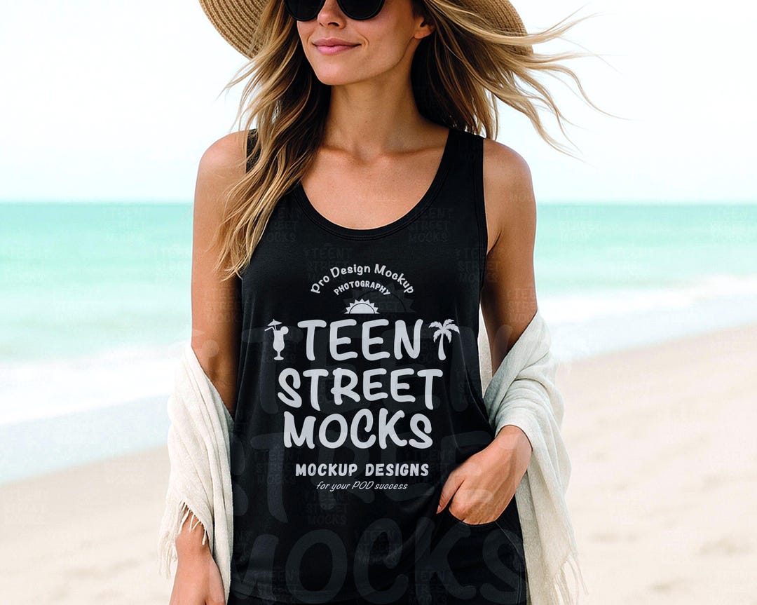Comfort Colors C9360 Black Tank Top Mockup | CC 9360 Black Tank Mock-up ...