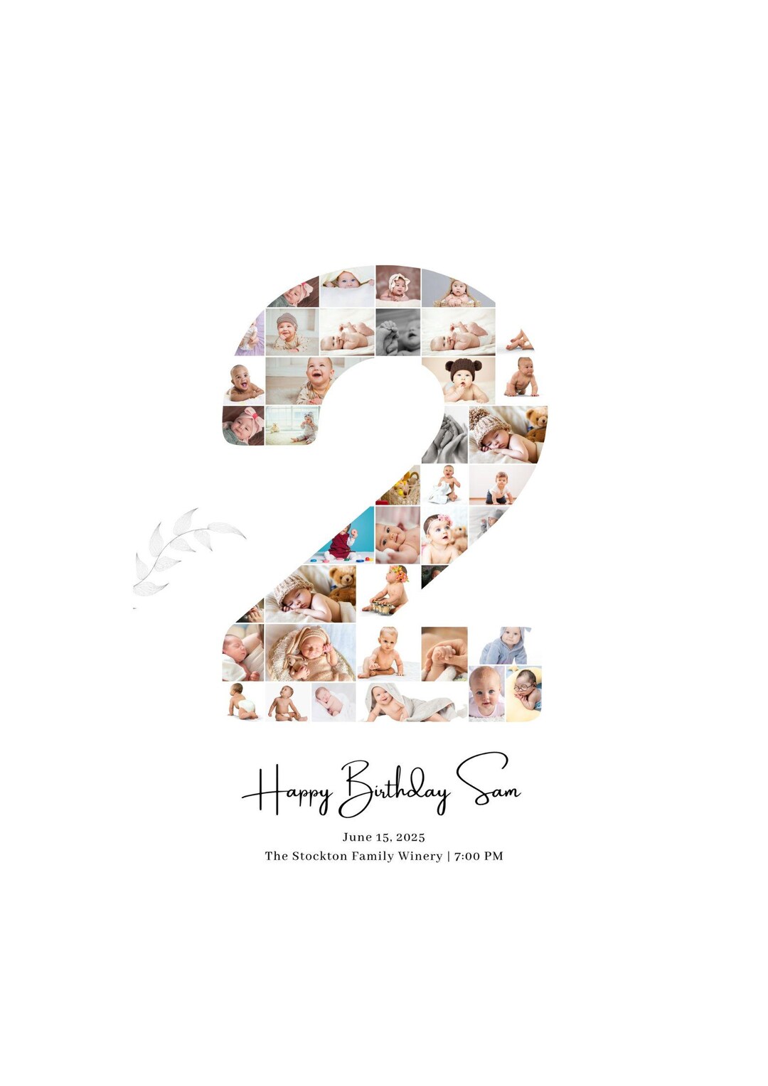 2nd Birthday Photo Collage Template, Number 2 Collage, 2nd Collage ...