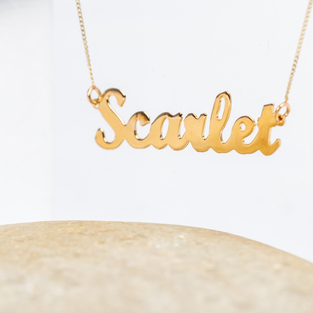 9ct Yellow Gold Nameplate Necklace Without Chain - Personalised Cut Out ...