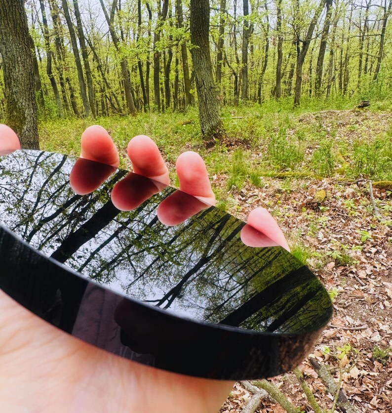 Natural Black Obsidian Mirror - Circle Disk, Scrying Crystal ...