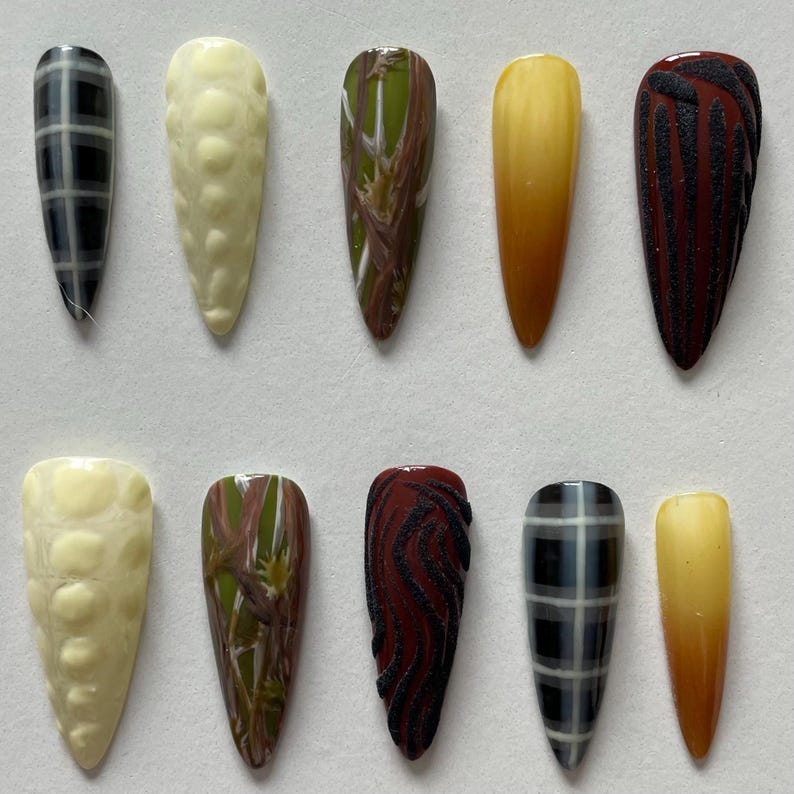 Swamp Princess Custom Doechii Inspired Press on Nails | Abstract Hand ...
