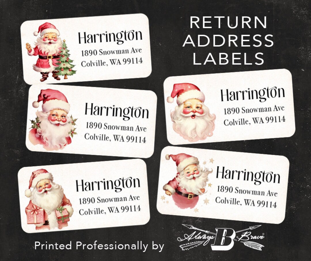 Christmas Return Address Labels Retro Santa Stickers - Etsy