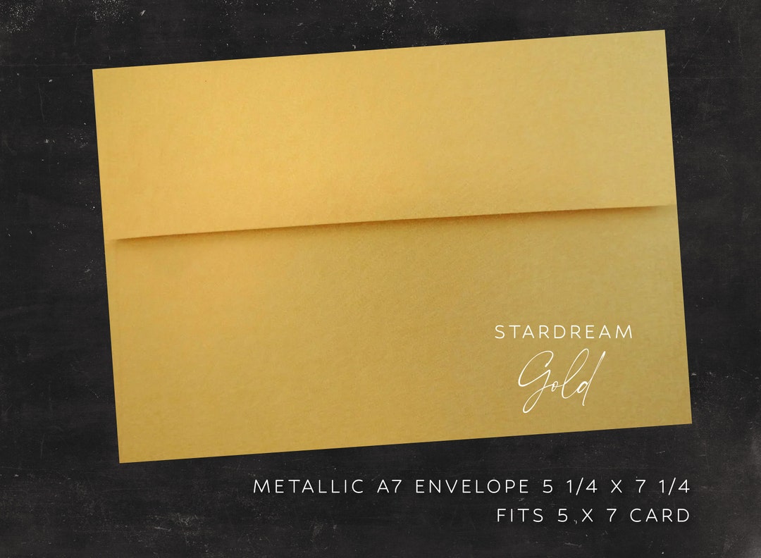 25 Gold Metallic A7 Envelopes Stardream GOLD Envelope 5 1/4 X 7 1/4 ...