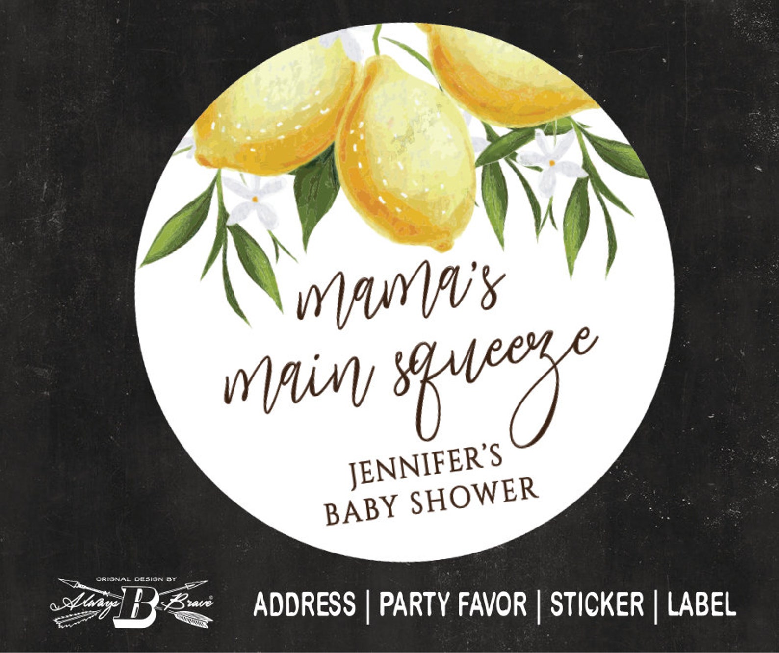 Lemon Baby Shower Party Favor Momma's Mama's Main Squeeze Lemons Label ...