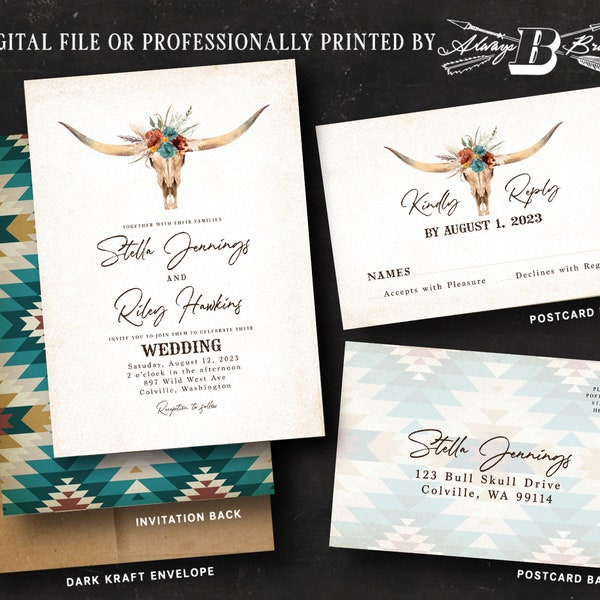 Western Blue Wedding Invitation - Etsy