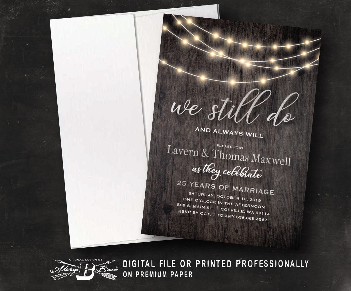 Rustic We Still Do Invitation Wood Lights Anniversary - Etsy