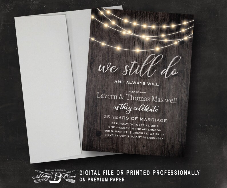 Rustic We Still Do Invitation Wood Lights Anniversary | Etsy