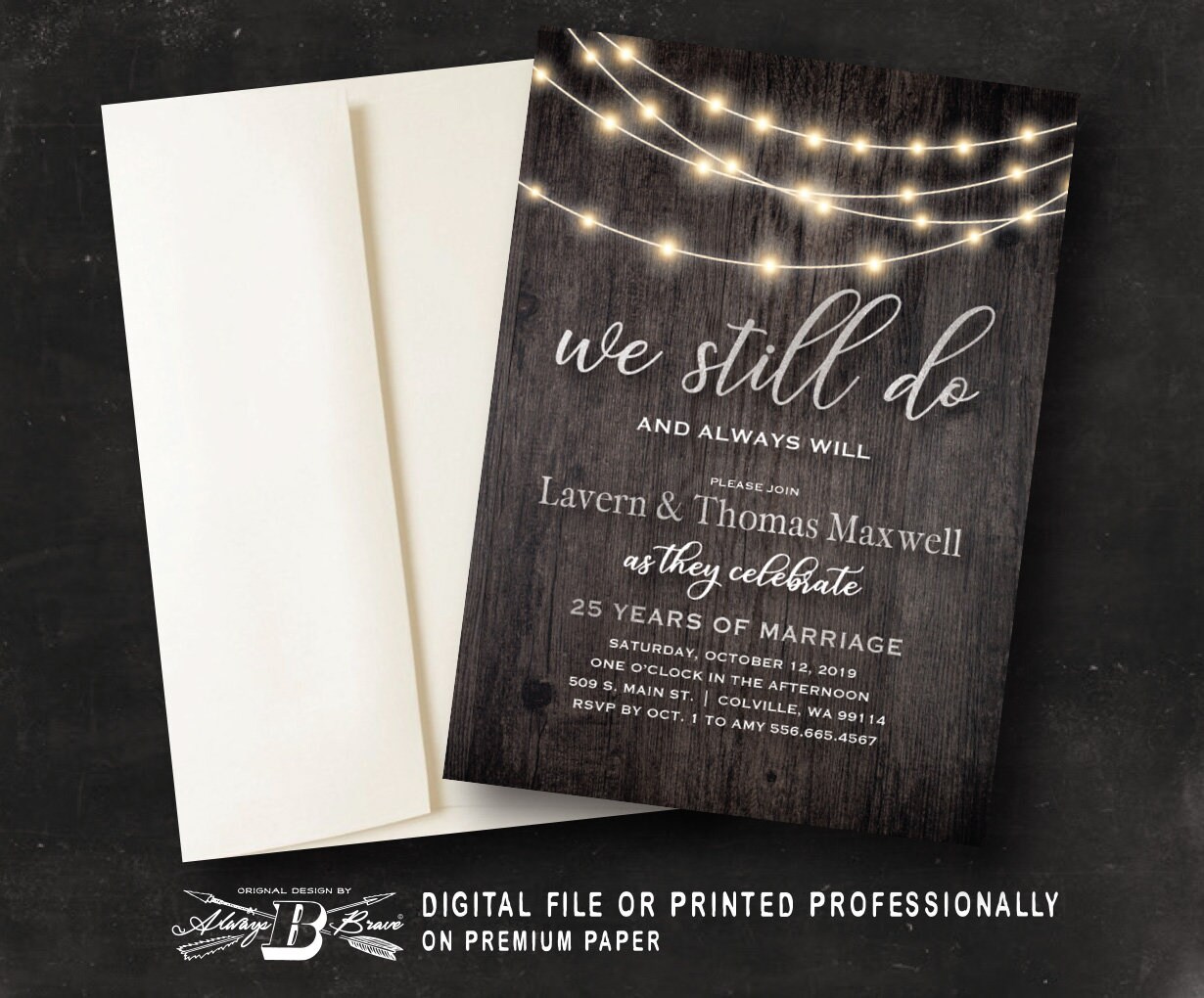 Rustic We Still Do Invitation Wood Lights Anniversary - Etsy