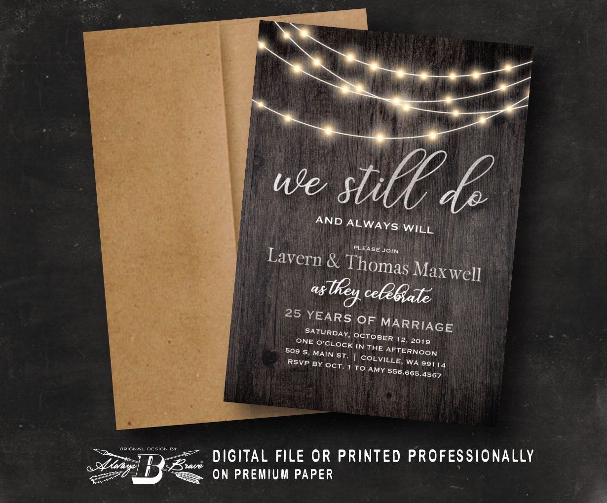 Rustic We Still Do Invitation Wood Lights Anniversary - Etsy
