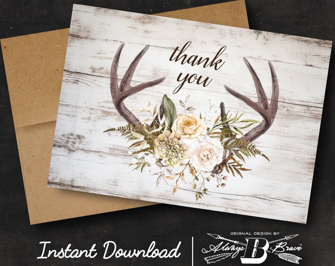 Rustic Thank You Card Instant Download Printable File Digital File DIY ...