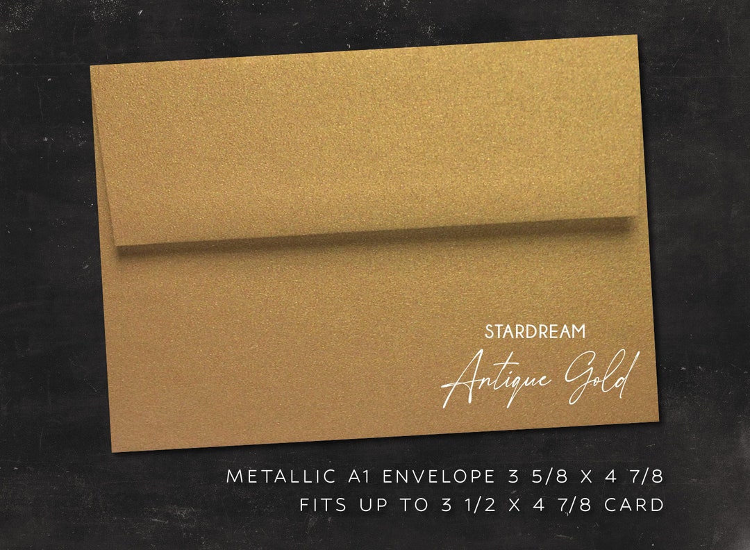 25 Gold Metallic A1 Envelopes Stardream ANTIQUE Gold Envelope 3 5/8 X 5 1/8 Fits 3 1/2 X 5 RSVP ...
