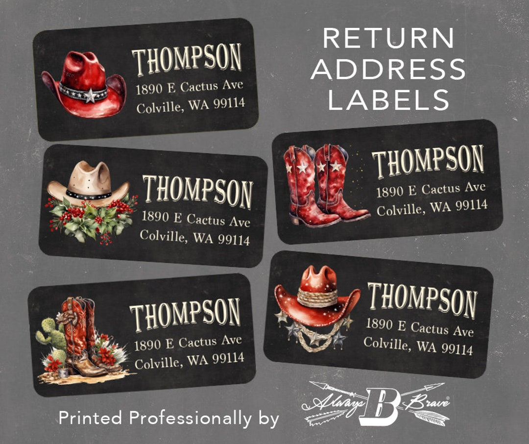 Christmas Return Address Labels Western Stickers Country Sticker Cowboy ...