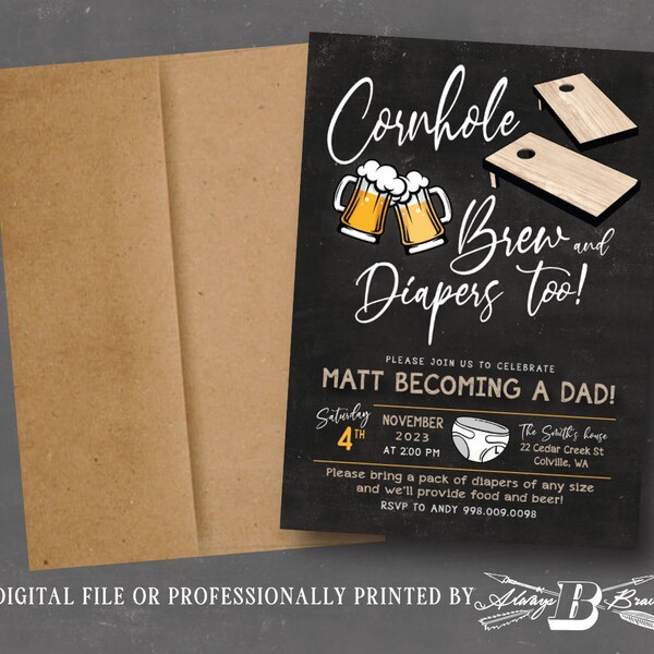 Dad Diaper Party Cornhole Invitation - Etsy