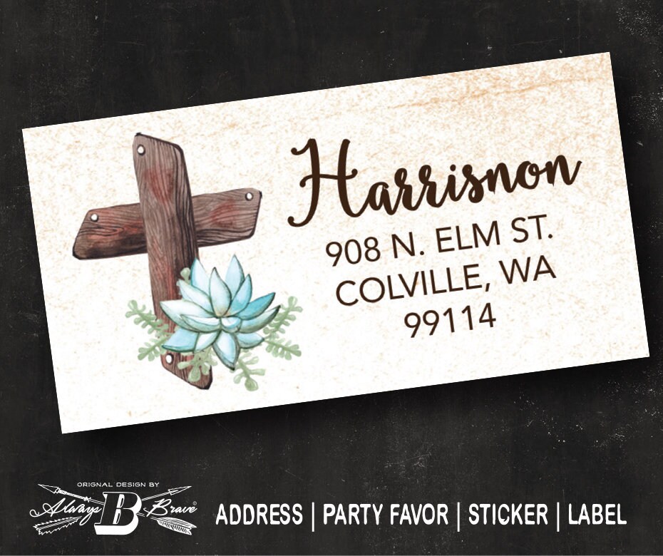 Religious Return Address Label Holy Cross Labels Garden | Etsy