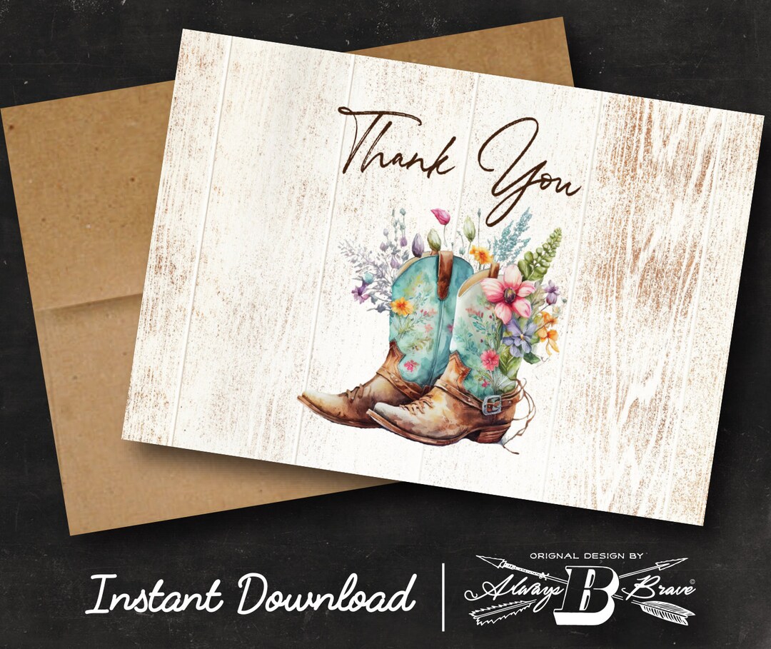 Western Thank You Card Instant Download Printable File Digital File ...