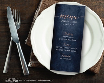 Navy Blue Menu Cards - Etsy