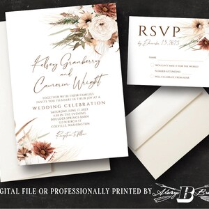 Fall Flowers Wedding Invitation Bohemian Reception Invitations & RSVP ...