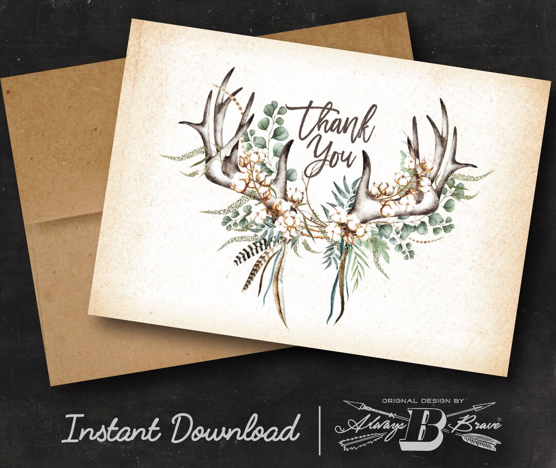 Rustic Thank You Card Instant Download Printable File - Etsy