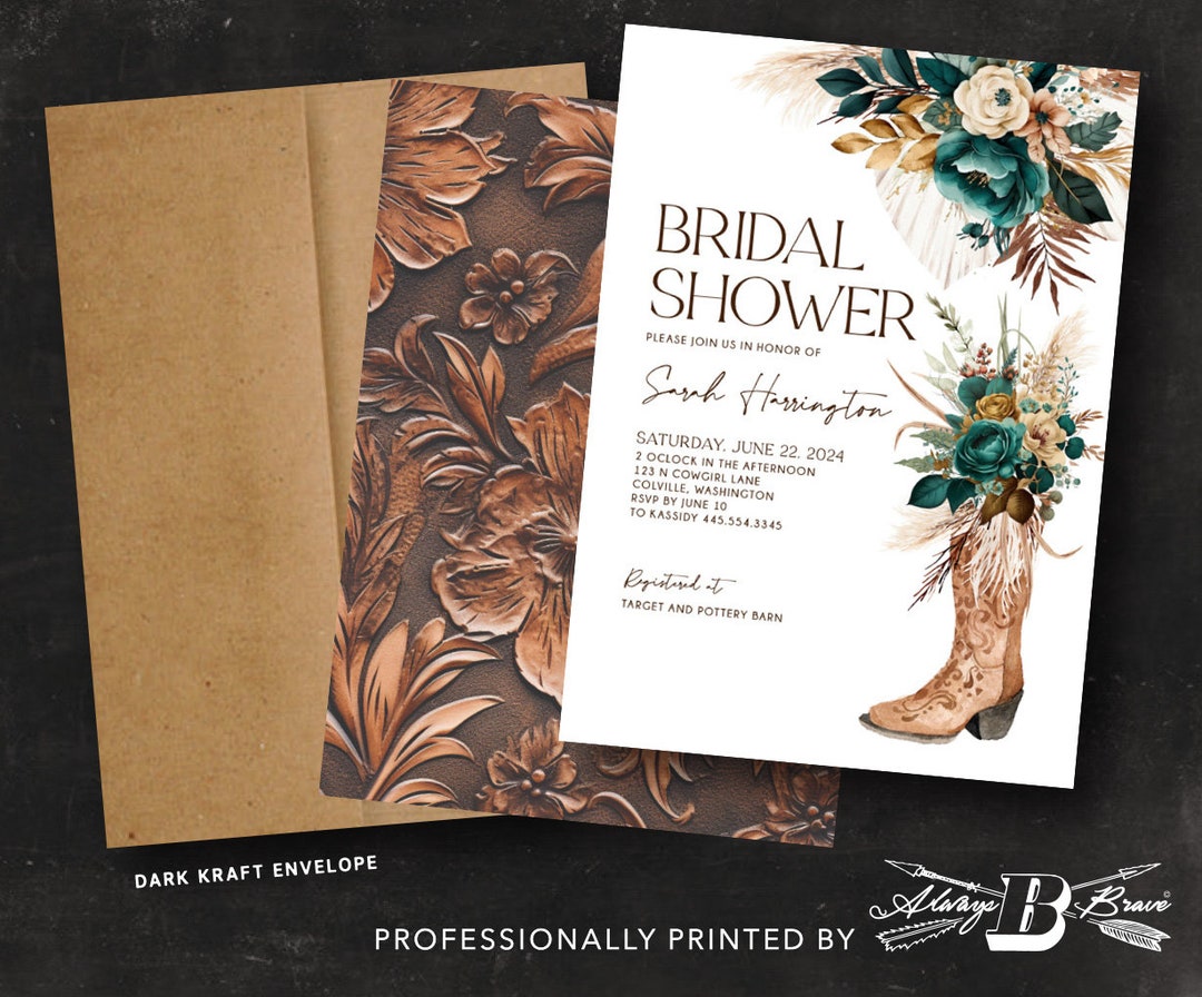 PRINTED Western Bridal Shower Invitation Bohemian Invitations Boho ...