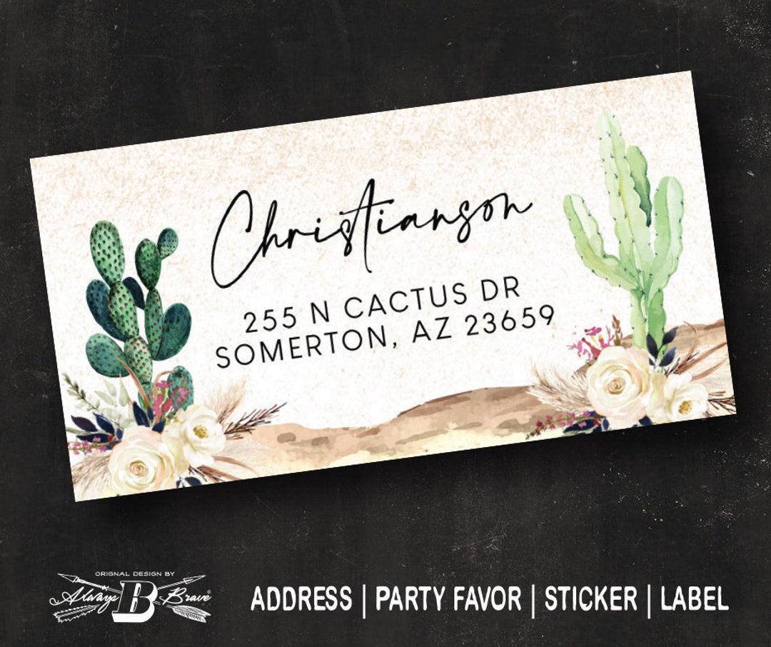 Cactus Return Address Label Desert Boho Stickers Rustic Tribal - Etsy