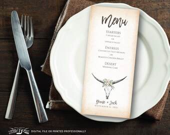 Western Wedding Menu - Etsy