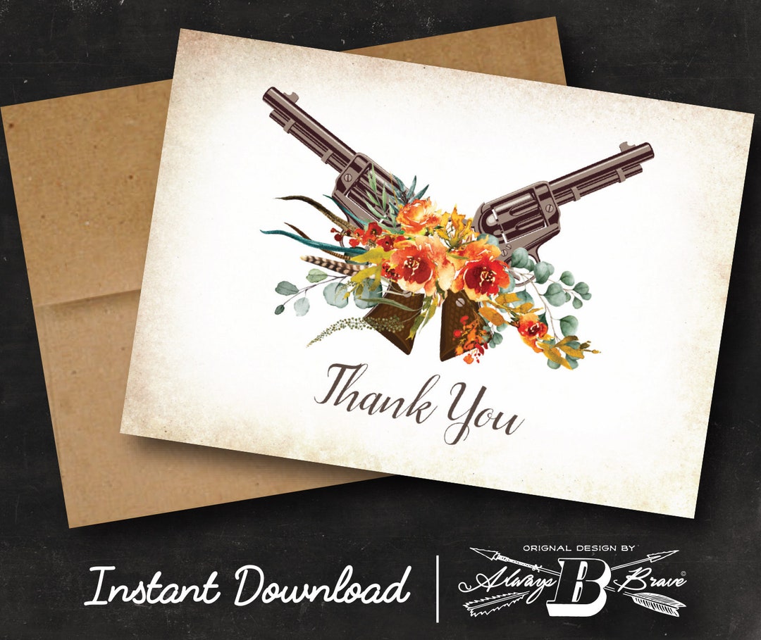 Western Thank You Card Instant Download Printable Digital File Guns ...