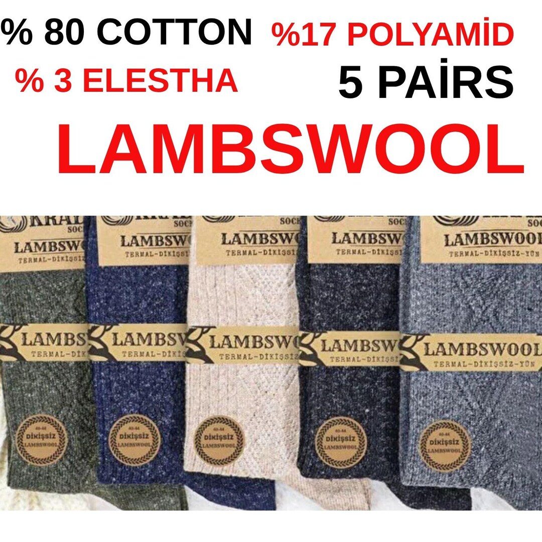 LAMBSWOOL, Men's Winter Socks, 5 PAIRS, Lambswool, Wool Socks, Thermal ...