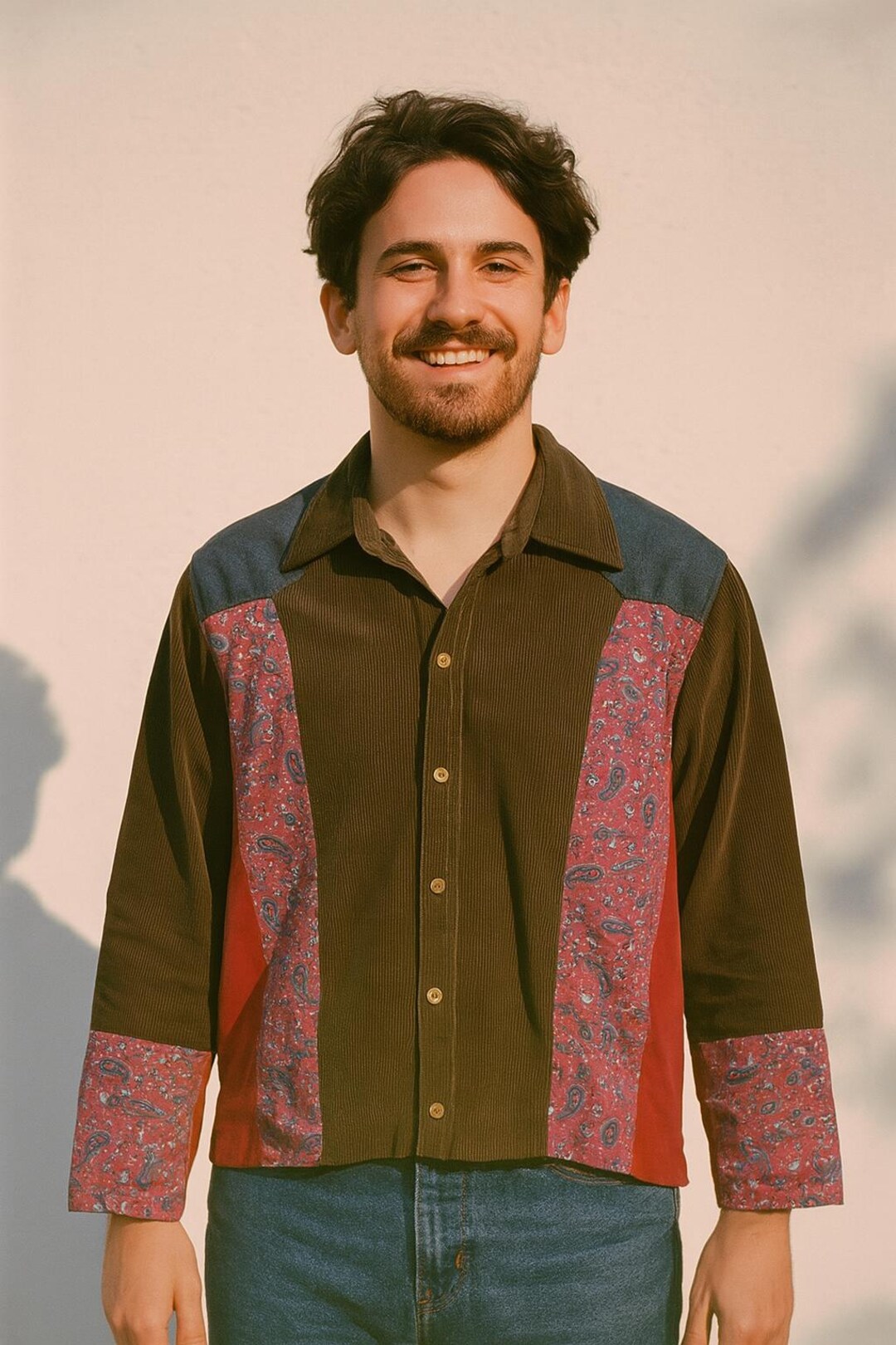Vintage Corduroy Western Shirt: Paisley Patchwork Boho Cowboy Blouse - Etsy