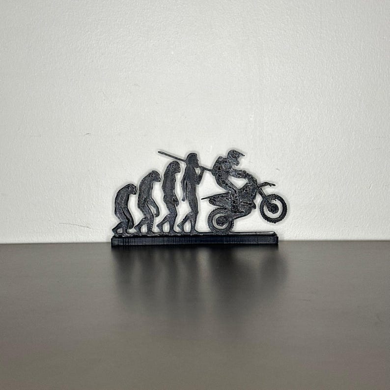 Evolution of Biker 3D Printed Figure – Monkey to Motorcyclist Desk ...