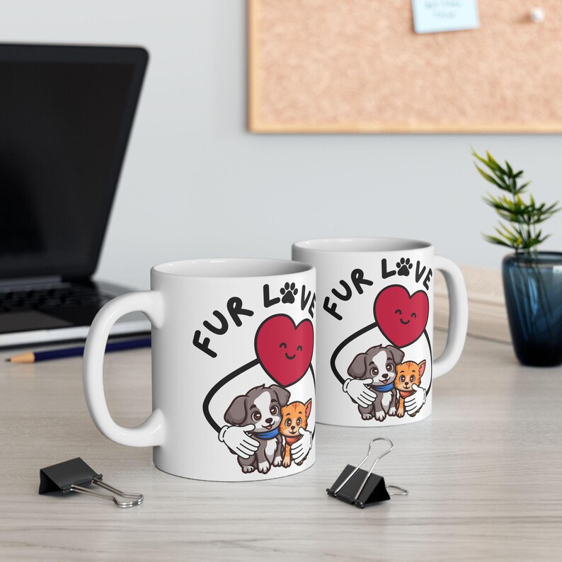 Cute Pet Lover Ceramic Mug, Fur Love Gift, Animal Rescue Coffee Cup ...