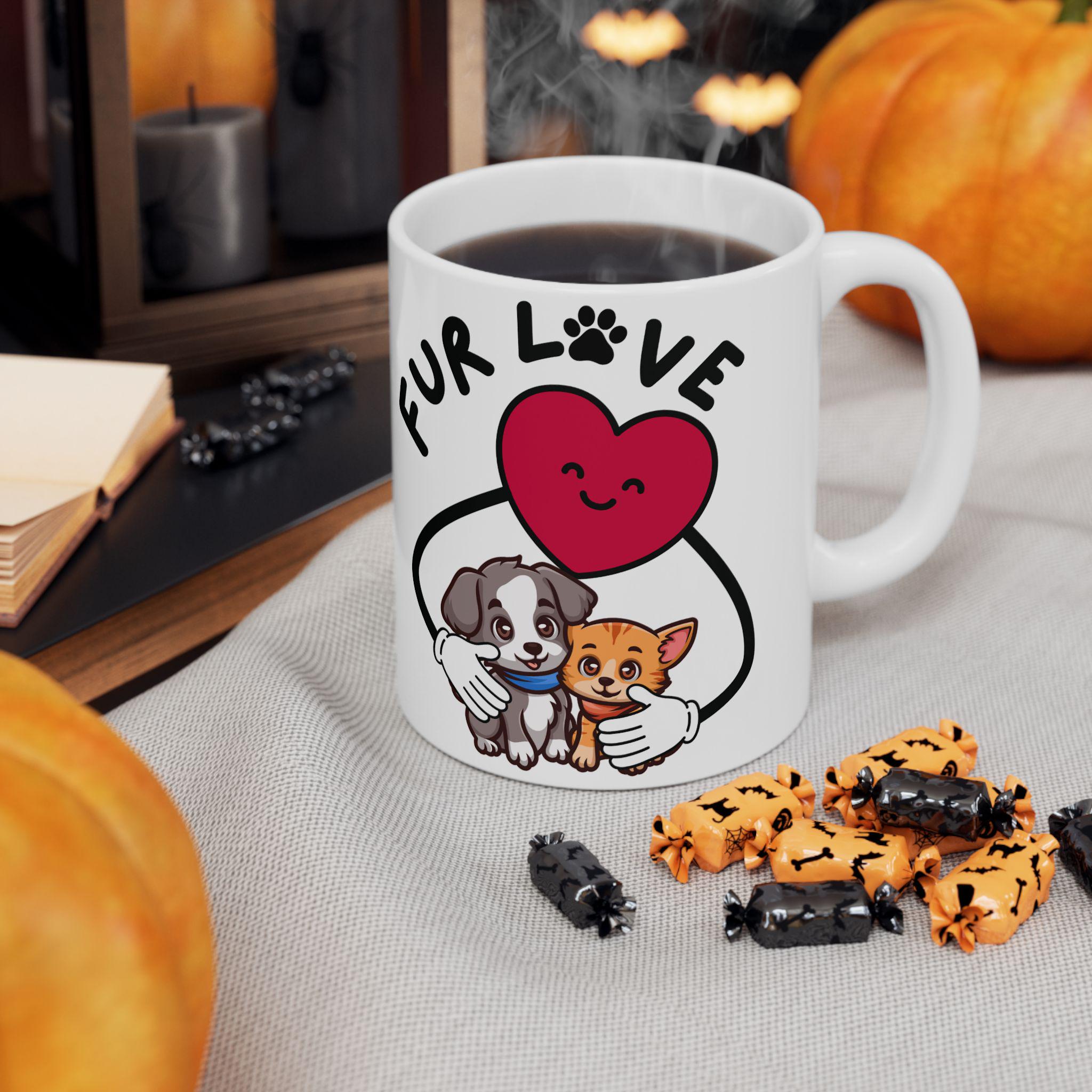 Cute Pet Lover Ceramic Mug, Fur Love Gift, Animal Rescue Coffee Cup ...