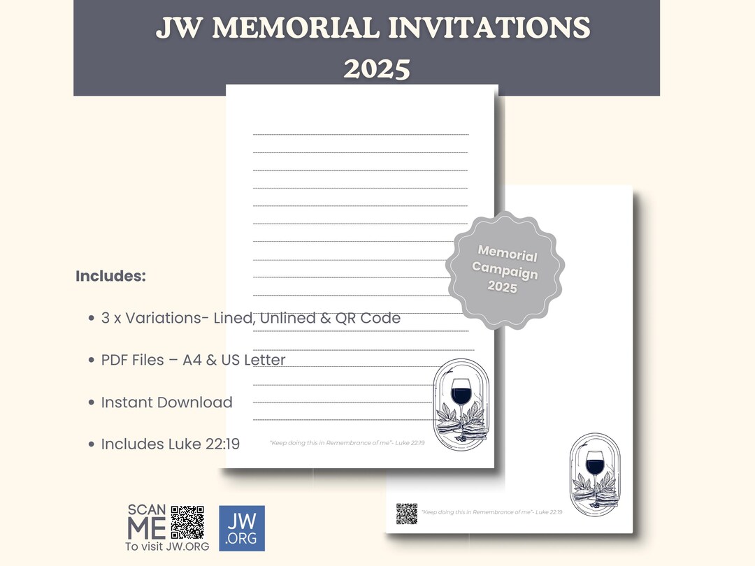 JW Memorial Invitation 2025 – Instant Download | Simple and Modern ...