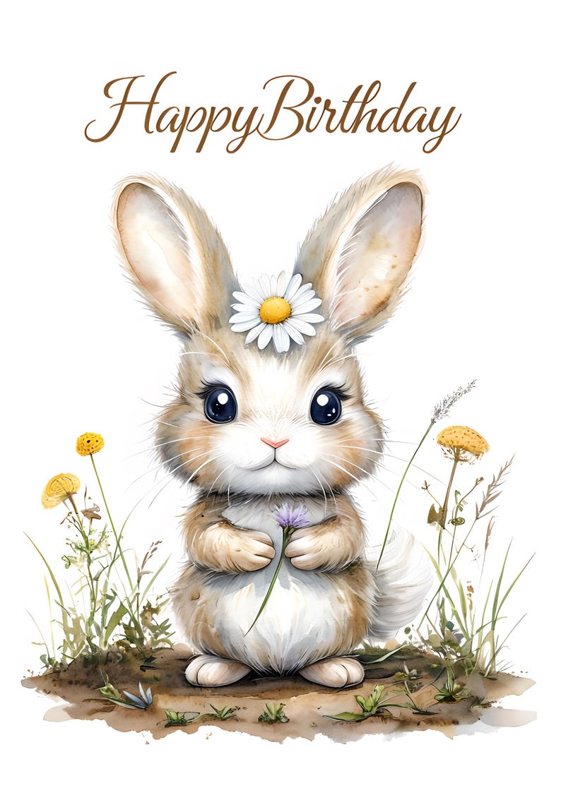 Happy Birthday Baby Rabbit A2 - Etsy