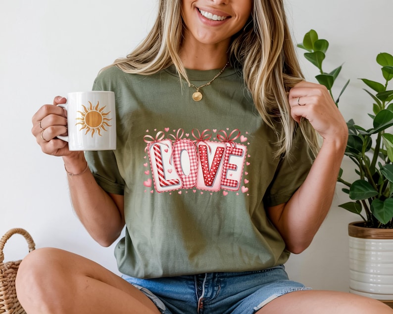 Preppy Love DTF Transfer: Gingham Bow Lettering, Valentine's Design - Etsy