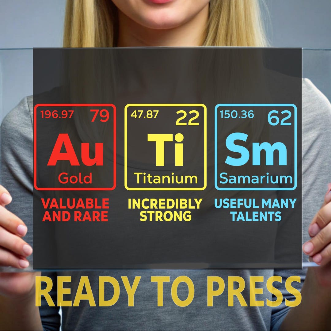 Autism Periodic Table Ready to Press, Autism Awareness Ready for Press ...