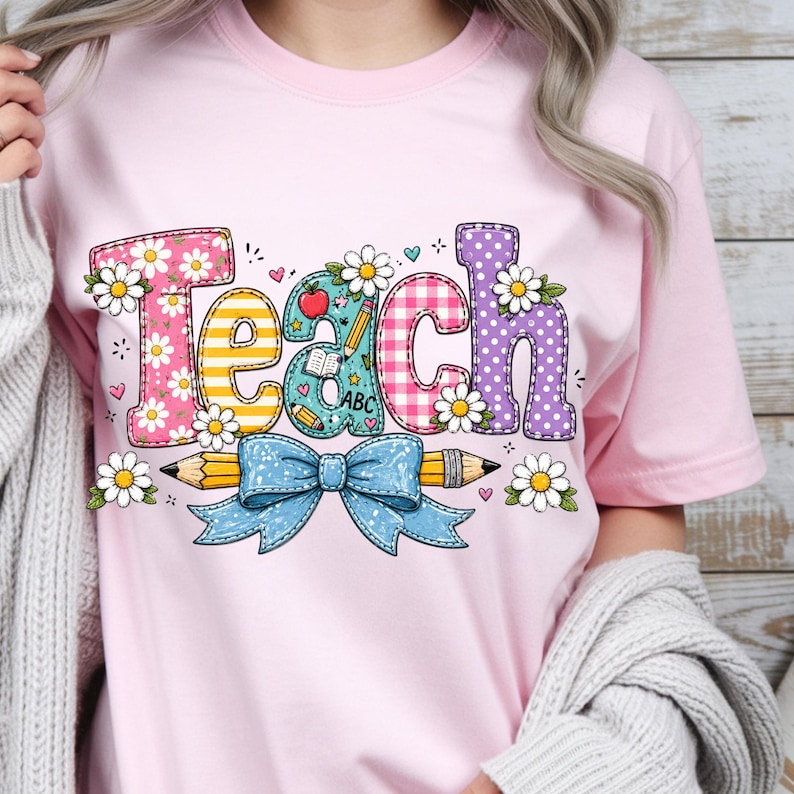 Coquette Daisy Teach DTF Transfer, Back to School Shirt Design Ready to ...
